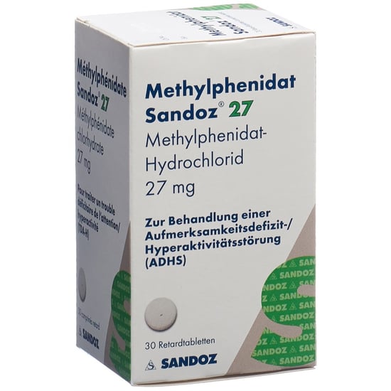METHYLPHENIDATE Sandoz cpr ret 27 mg bte 30 pce | Pharmacie Sun Store