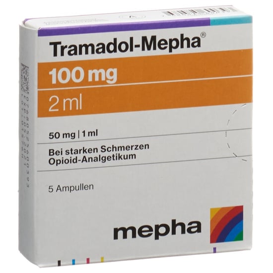 TRAMADOL Mepha sol inj 100 mg/2ml amp 2 ml | Pharmacie Sun Store