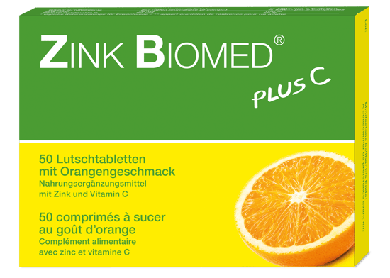 Zink Biomed plus C cpr sucer orange 50 pce | Pharmacie Sun Store