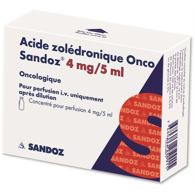 ACIDE ZOLEDRONIQUE Onco Sandoz conc perf 4 mg/5ml flac 1 pce ...