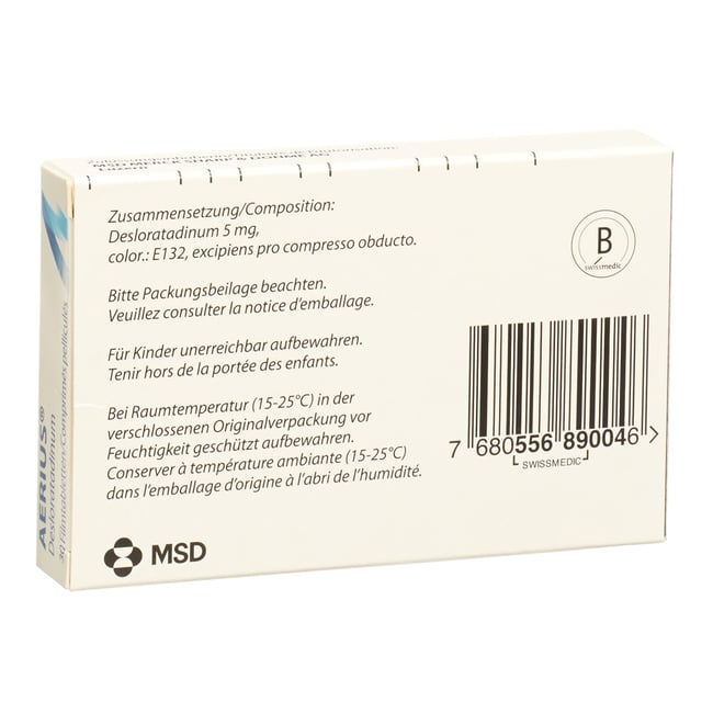 AERIUS Filmtabl 5 mg Blist 30 Stk | Sun Store Apotheke