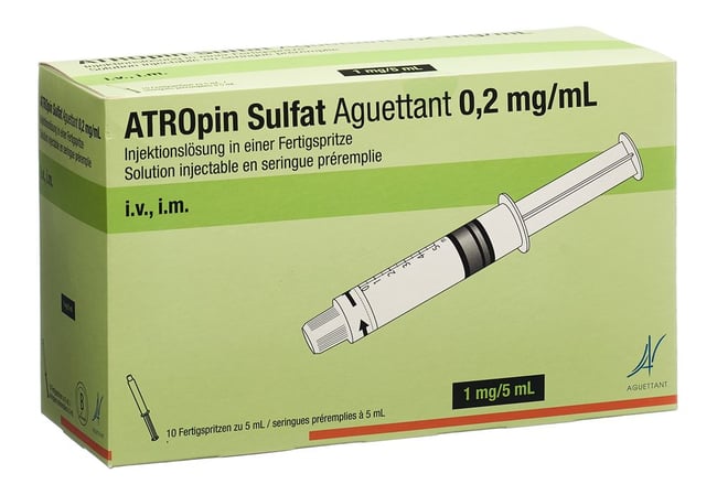 SULFATE D'ATROPINE Aguettant Inj Lös 1 mg/5ml Fertspr 5 ml | Sun Store ...