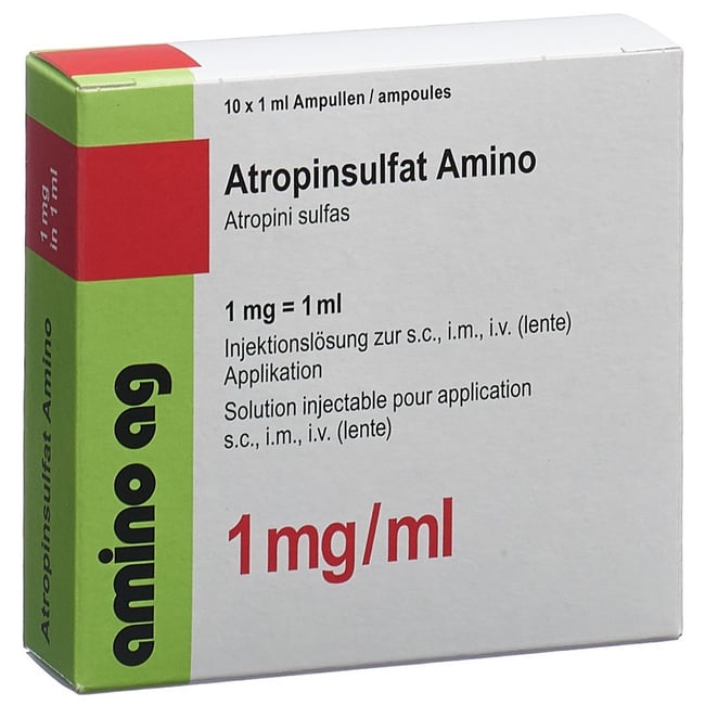 ATROPINSULFAT Amino sol inj 1 mg/ml amp 1 ml | Pharmacie Sun Store