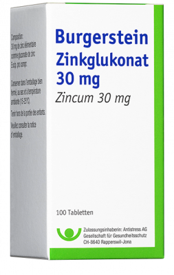 BURGERSTEIN Gluconate de zinc cpr 30 mg bte 100 pce | Pharmacie Sun Store
