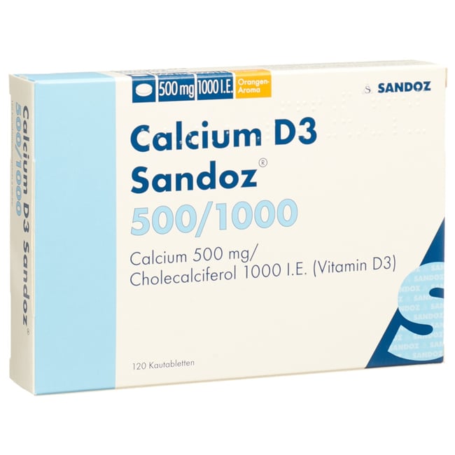 CALCIUM D3 Sandoz Kautabl 500/1000 Ds 120 Stk | Sun Store Apotheke