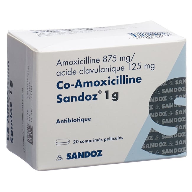 CO AMOXICILLINE Sandoz cpr pell 1 g blist 20 pce | Pharmacie Sun Store