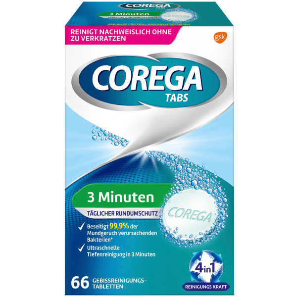 COREGA 3Minuten Cleanser Tabs Btl 66 Stk | Sun Store Apotheke