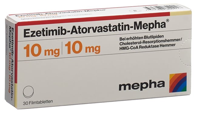 EZETIMIBE ATORVASTATINE Atorvast Mepha Filmtabl 10mg/10mg Blist 30 Stk | Sun Store Apotheke