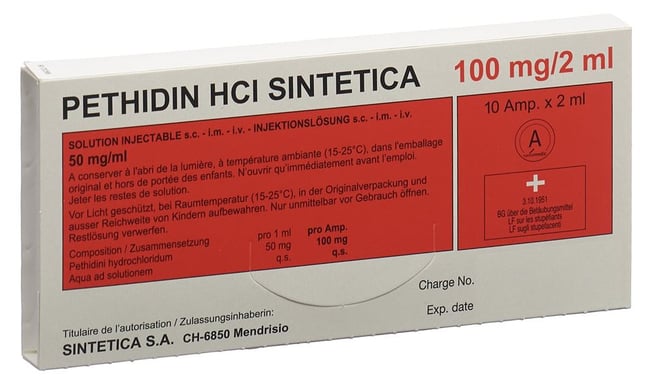 PETHIDINE HCL Sintetica sol inj 100 mg/2ml amp 2 ml | Pharmacie Sun Store