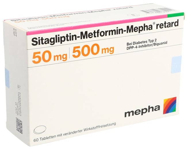 SITAGLIPTINE Metform Mepha retard Ret Tabl 50mg/500mg Blist 60 Stk ...