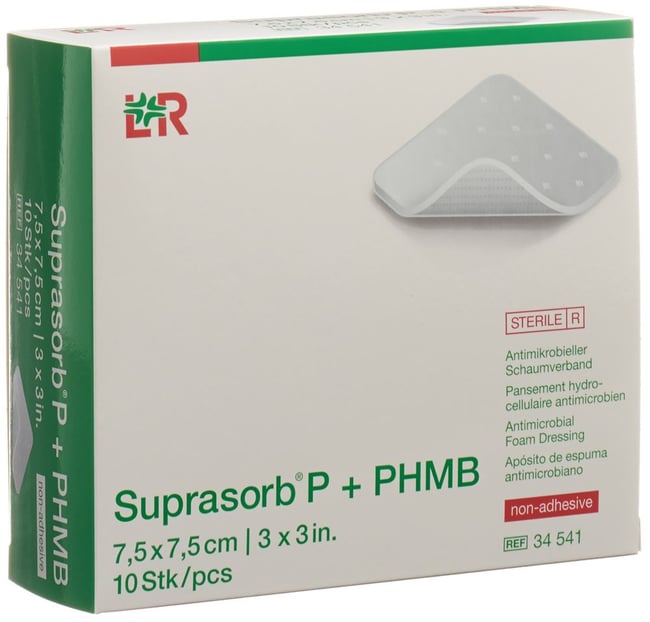 SUPRASORB P + PHMB antimikrobieller Schaumverband 7.5x7.5cm 10 Stk ...