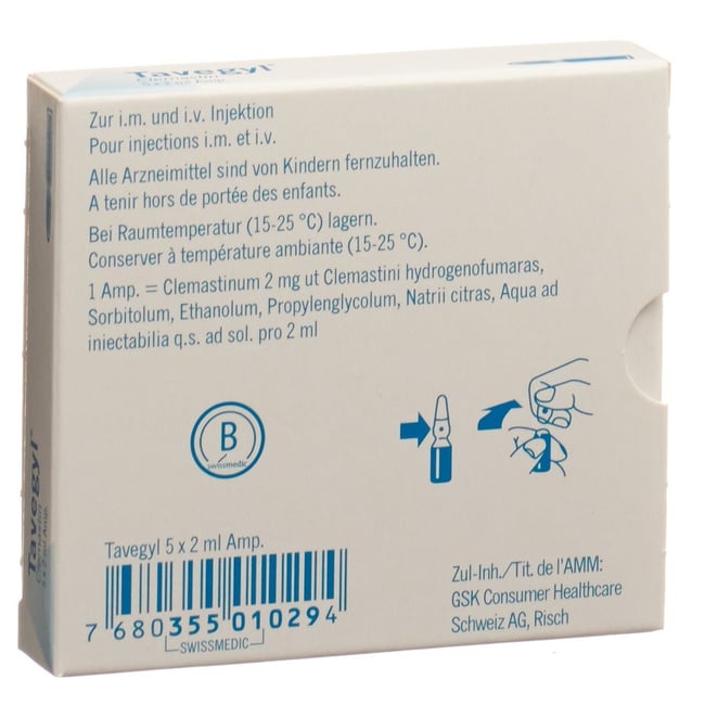 TAVEGYL sol inj 2 mg/2ml i.m./i.v. amp 2 ml | Pharmacie Sun Store