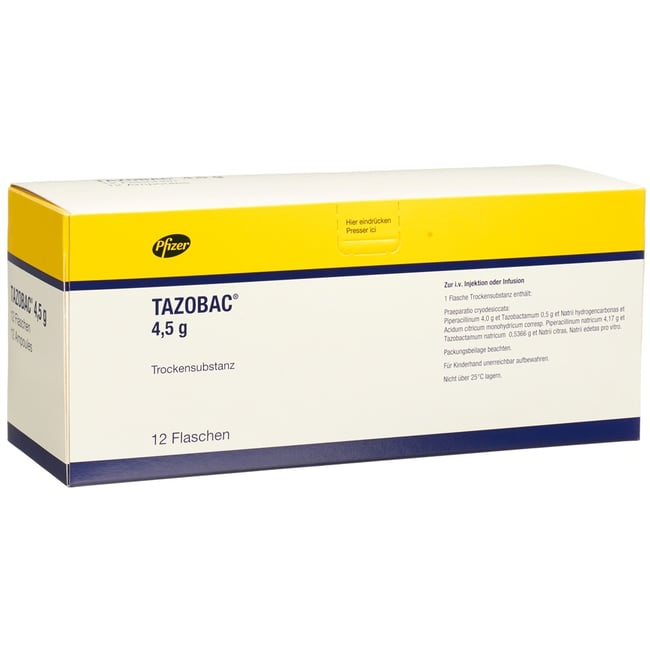 TAZOBAC subst sèche 4.5 g flac 12 pce | Pharmacie Sun Store