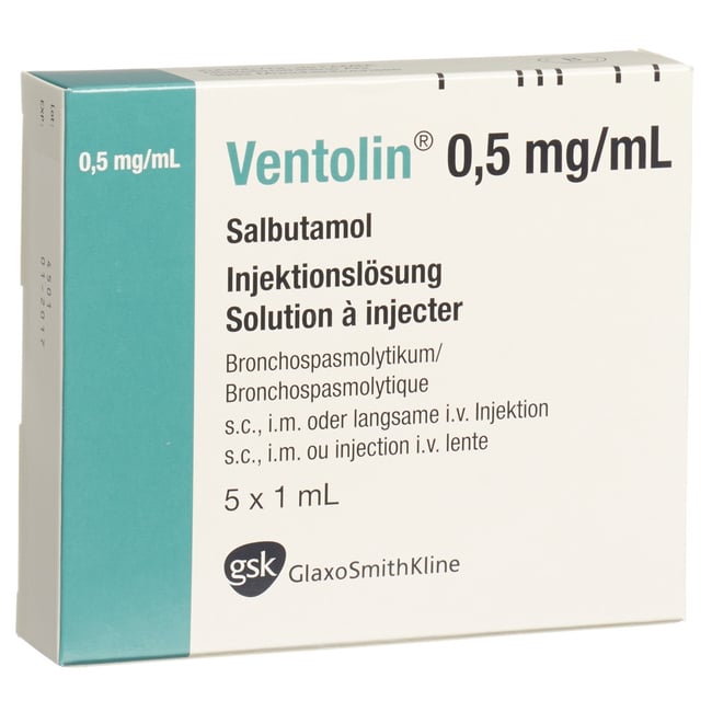 VENTOLIN sol inj 0.5 mg/ml amp 1 ml | Pharmacie Sun Store