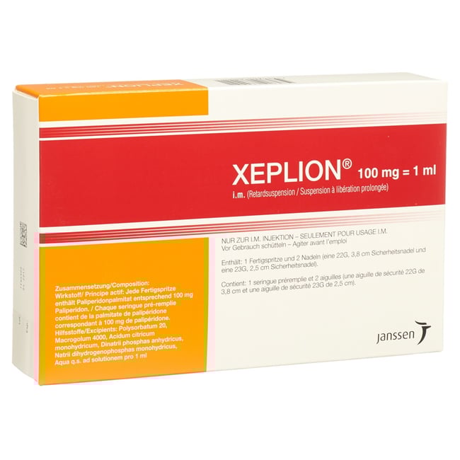 XEPLION susp inj 100 mg/ml ser pré 1 ml | Pharmacie Sun Store