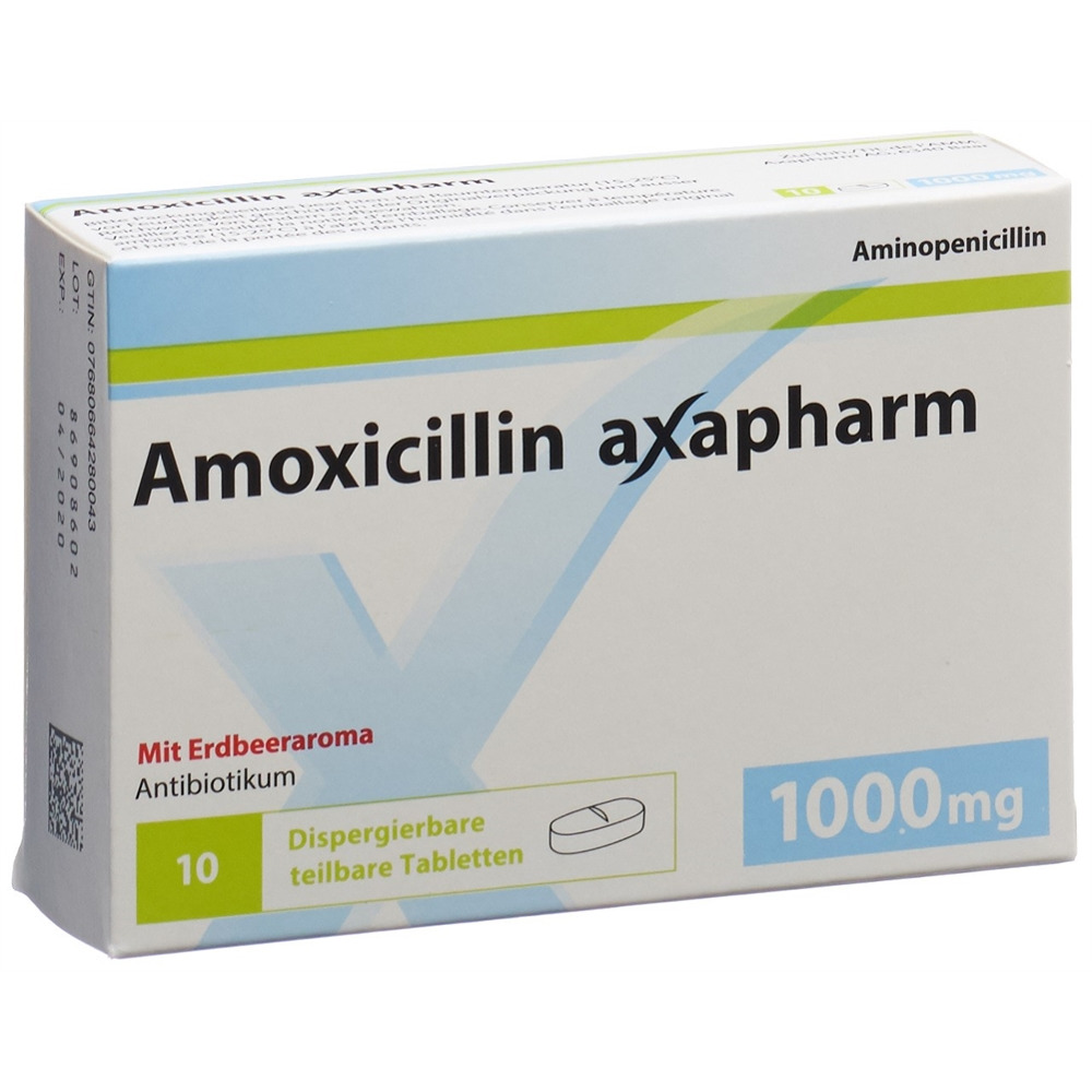 AMOXICILLINE axapharm Disp Tabl 1000 mg Blist 10 Stk | Sun Store Apotheke