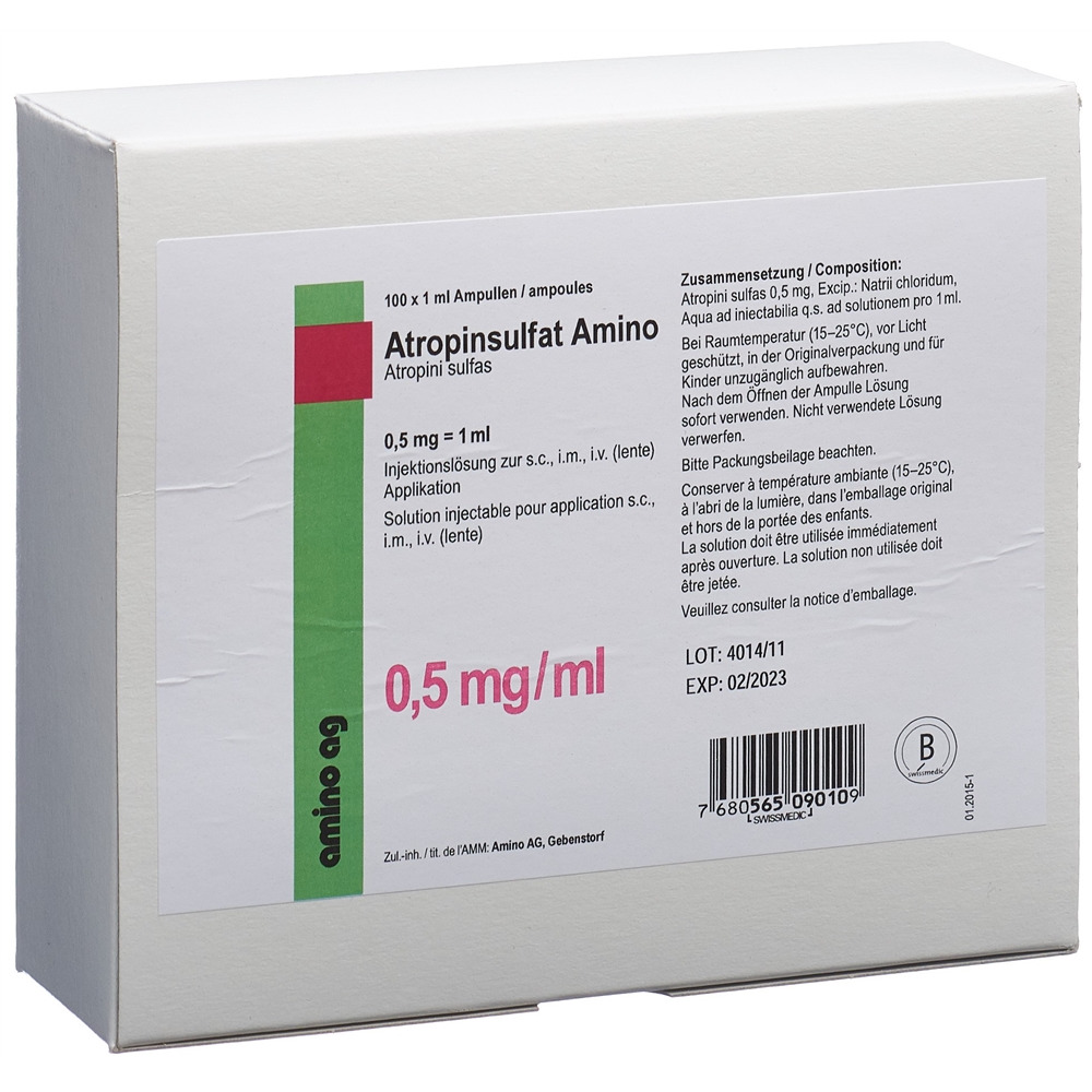 ATROPINSULFAT Amino sol inj 0.5 mg/ml amp 1 ml | Farmacia Sun Store