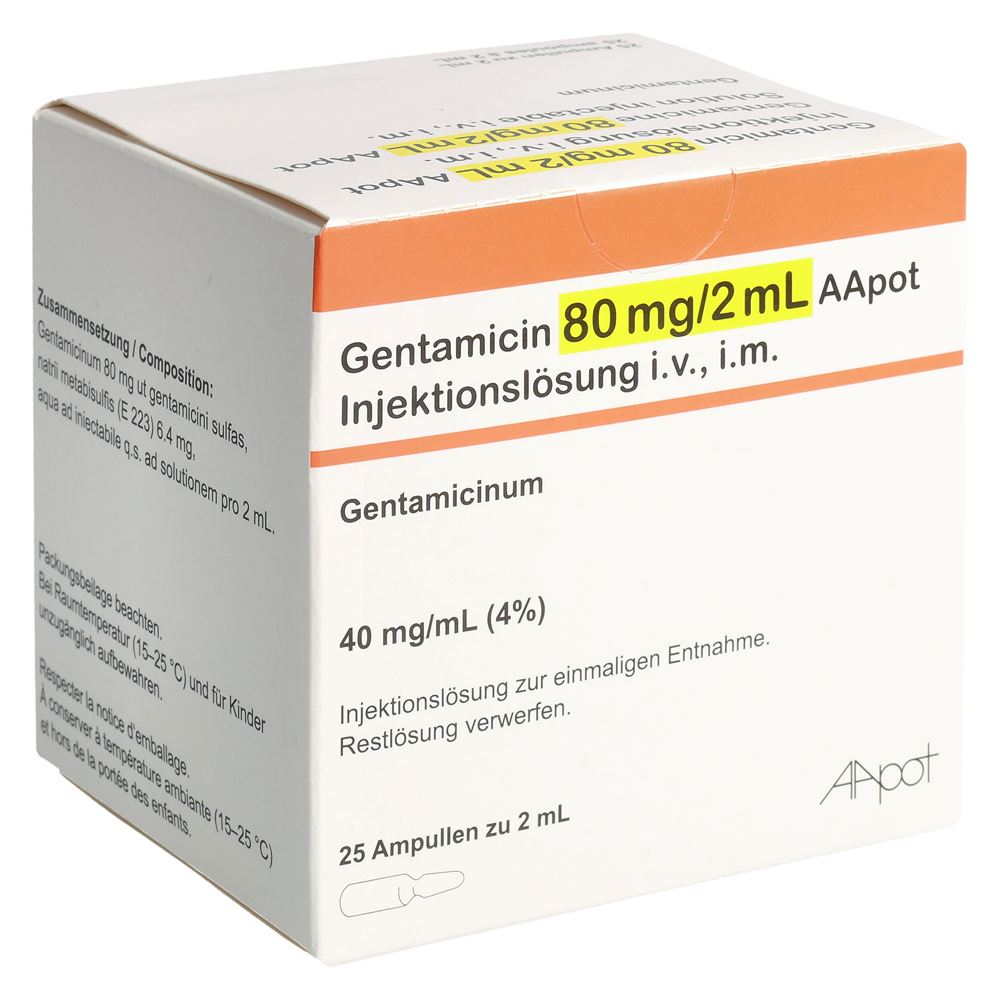 GENTAMICIN AApot Inj Lös 80 mg/2ml Amp 2 ml | Sun Store Apotheke
