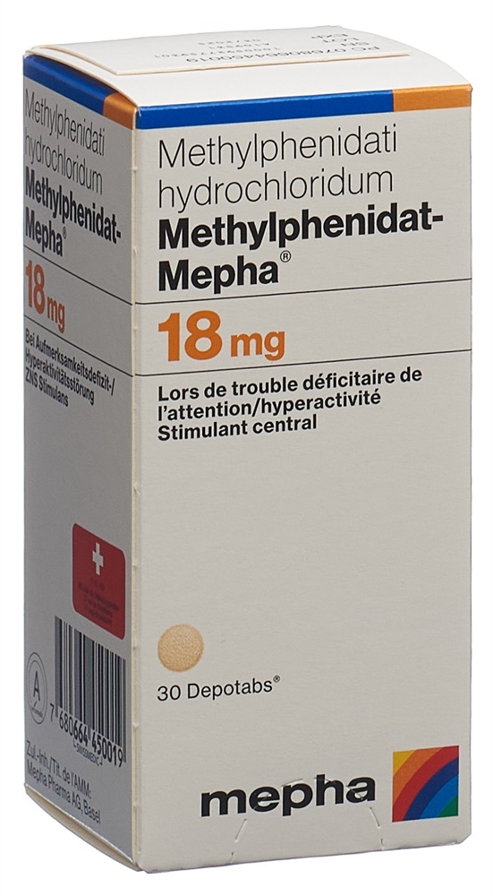METHYLPHENIDATE Mepha cpr ret 18 mg bte 30 pce | Pharmacie Sun Store