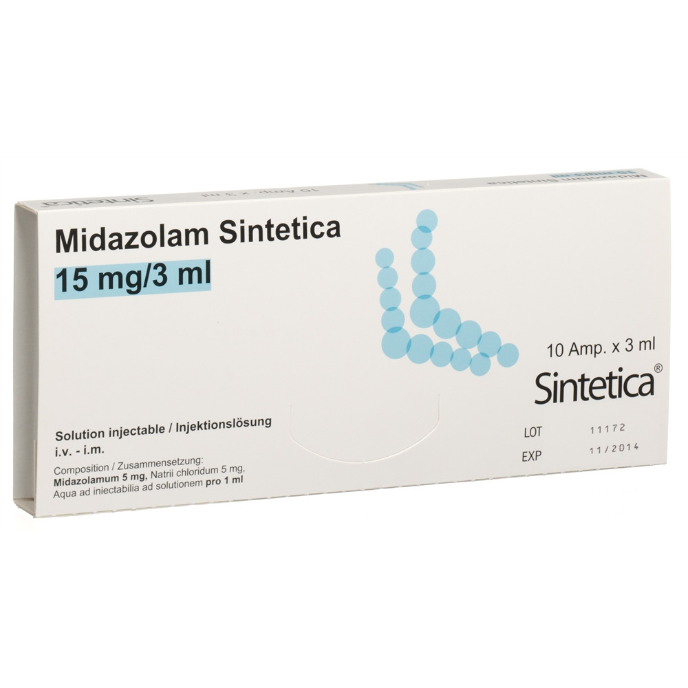Midazolam Sintetica Sintetica Inj Lös 15 mg/3ml Amp 3 ml | Sun Store ...