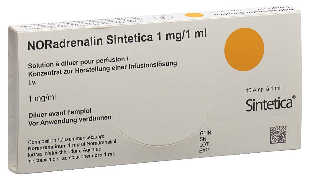 NORADRENALINE Sintetica Inf Konz 1 mg/1ml Amp 1 ml | Sun Store Apotheke